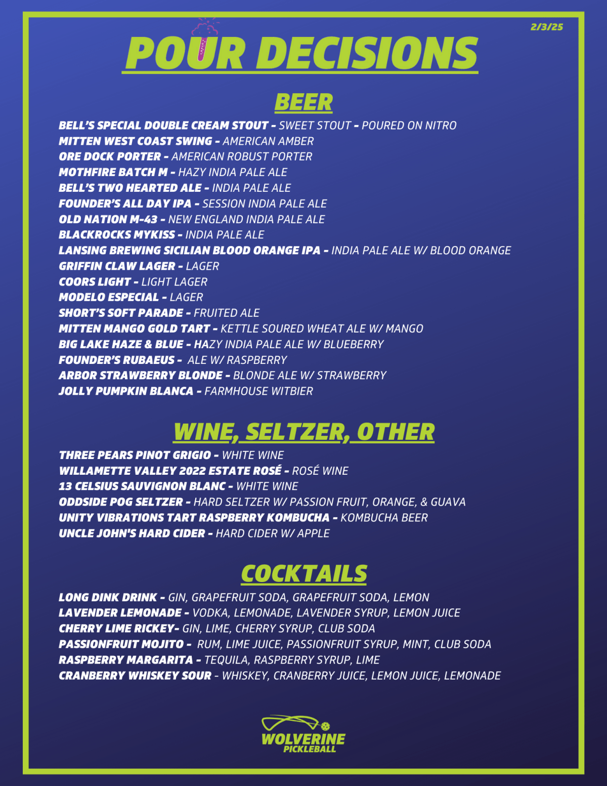 Drinks - Wolverine Pickleball